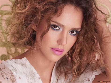 Jessica Alba With Curly Messy Hair And Pink Lips Hd Wallpaper Download