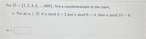 solved for d {1 2 3 4 999} find a counterexample