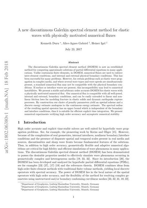 Pdf A New Discontinuous Galerkin Spectral Element Method For Elastic Waves With Physically