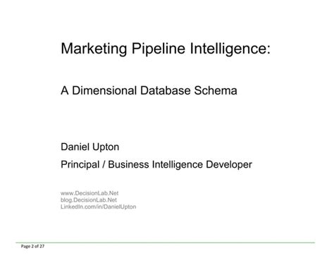 Marketing Pipeline Intelligence A Dimensional Model Ppt