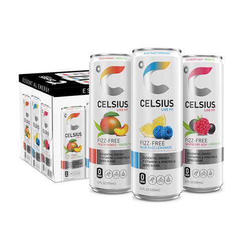 Celsius Fizz Free Variety Pack Functional Essential Energy Drink 12 Fl Oz