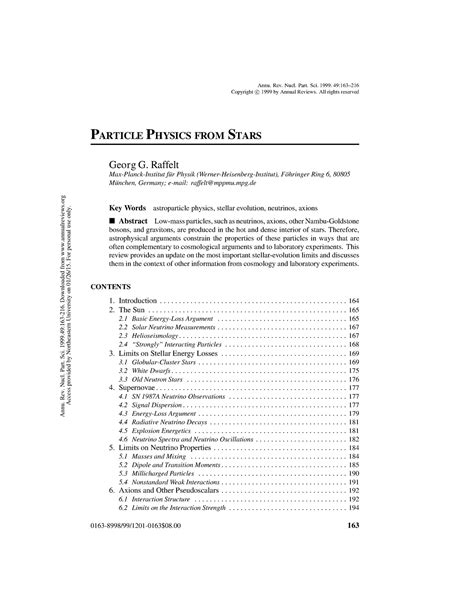 Particle Physics FROM Stars Annu Rev Nucl Part Sci Copyright C By