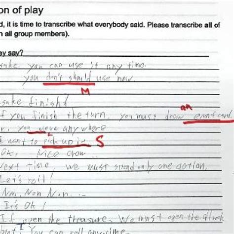 An Example Of A Students Transcription And Error Coding Although I
