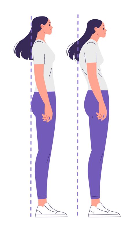 Young Woman Is Standing Straight And Slouching 23055085 Vector Art At