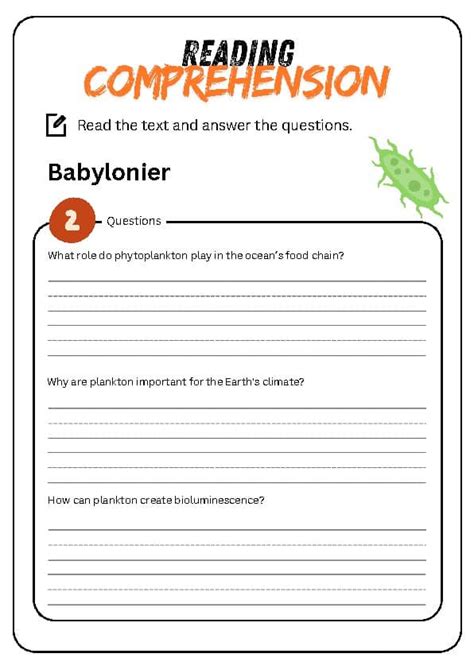 Reading Comprehension Plankton Solutions By Learnplanet Tpt