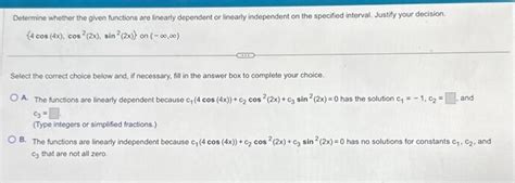 Solved Determine Whether The Given Functions Are Linearly