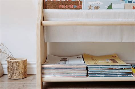 Solid Wood Canvas Sling Bookshelf With Storage Taylorson