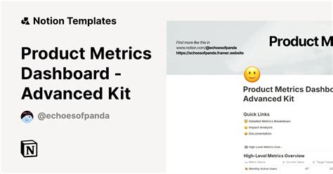 Product Metrics Dashboard Advanced Kit Template Notion Marketplace