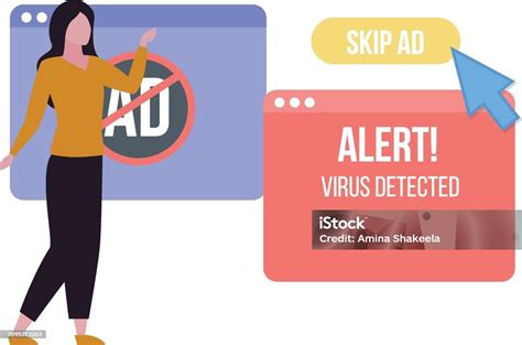 Girl Showing Alert Virus Detected Message Stock Illustration Download Image Now