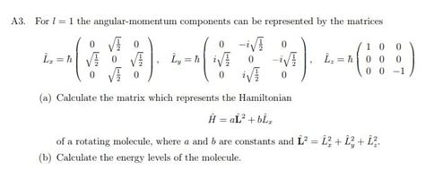 Solved For L The Angular Momentum Components Can Be Chegg