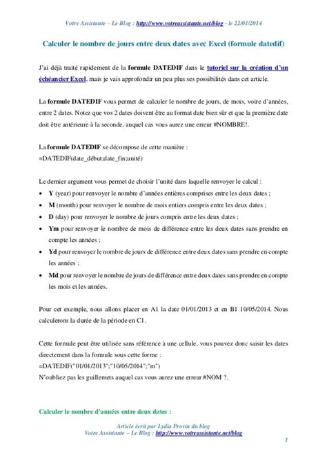 Calculer Le Nombre De Jours Entre Deux Dates