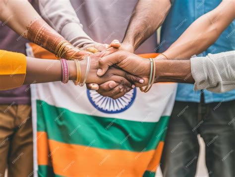 Indian Flag And A Group Of Diverse People Premium Ai Generated Image