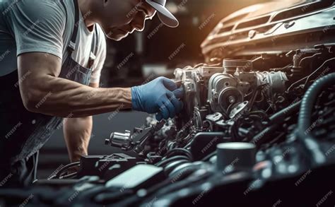 Premium AI Image | A mechanic working on a car engine