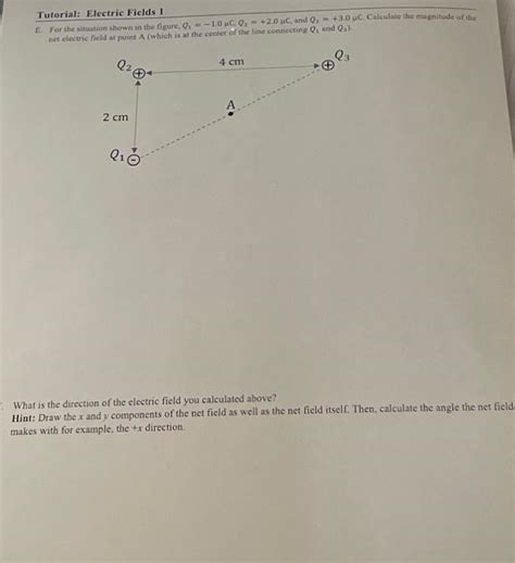 Solved Tutorial Electric Fields For The Situation Shown Chegg