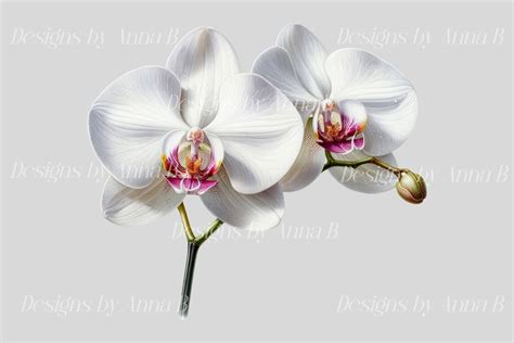 Watercolor White Orchid Clipart Exotic Floral Png Images 15 Files Etsy