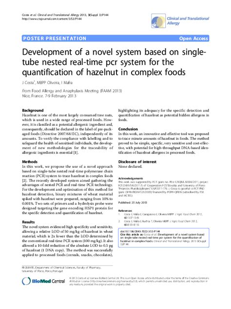 Pdf Development Of A Novel System Based On Single Tube Nested Real