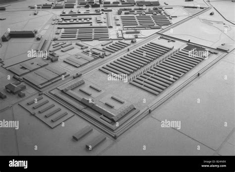 Modell Zeigt Das Ursprüngliche Layout Des Konzentrationslagers Dachau
