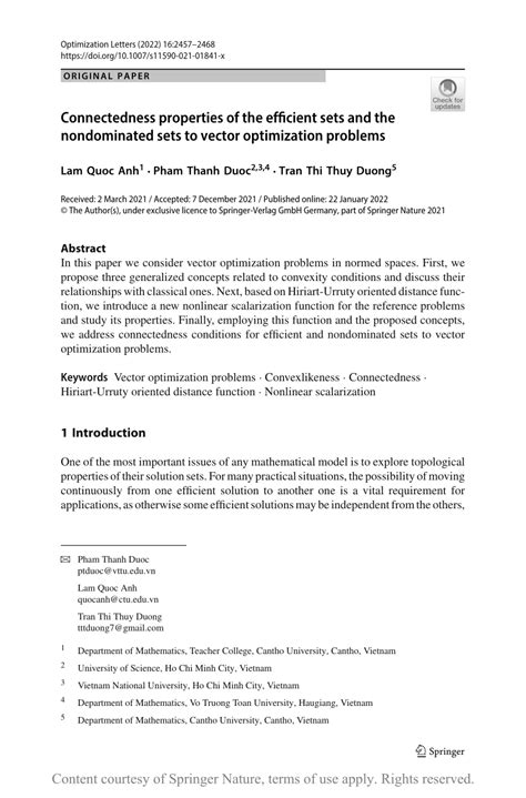 Connectedness Properties Of The Efficient Sets And The Nondominated