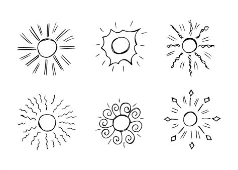 Premium Vector Abstract Hand Drawn Suns Or Stars In Doodle Style