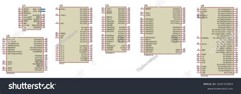 Conditional Graphic Designations Microcontroller Chips Vector เวกเตอรสตอก ปลอดคาลขสทธ