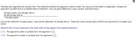 Solved Translate Each Argument Into Symbolic Form Then Chegg Com