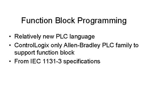 Introduction To Control Logix Function Block Function Block