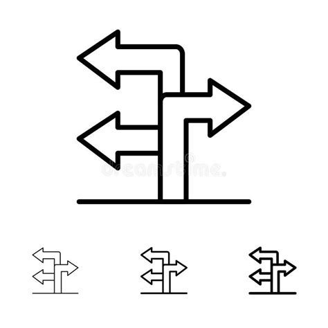 Arrow Direction Navigation Bold And Thin Black Line Icon Set Stock