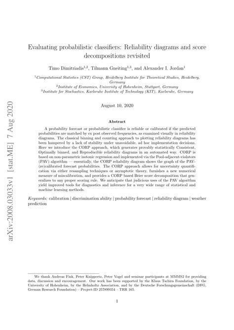 Pdf Evaluating Probabilistic Classifiers Reliability Diagrams And Pdf Evaluating Probabilistic Classifiers Reliability Diagrams And