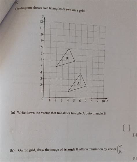 solved 20 the diagram shows two triangles drawn on a grid a write