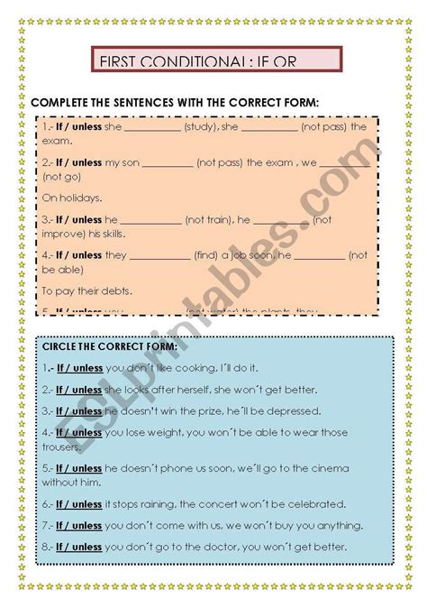 First Conditional If Or Unless Esl Worksheet By Emece