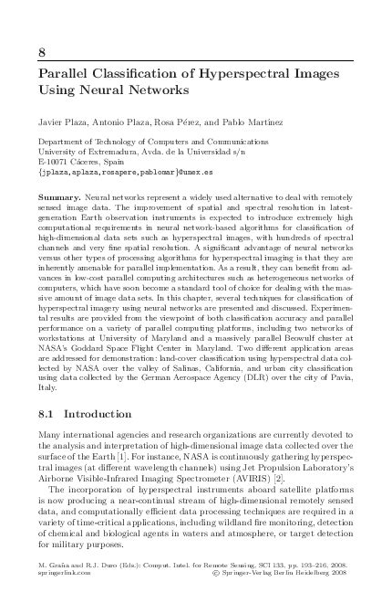(PDF) Parallel Classification of Hyperspectral Images Using Neural Networks