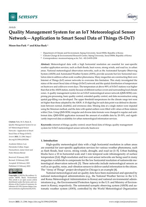 Pdf Quality Management System For An Iot Meteorological Sensor