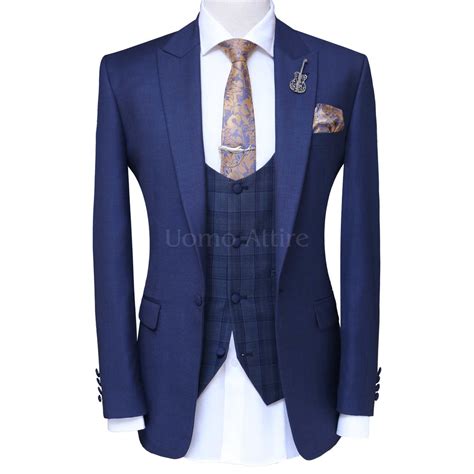 Mens Suit Shops Midnight Blue 3 Piece Suit Uomo Attire