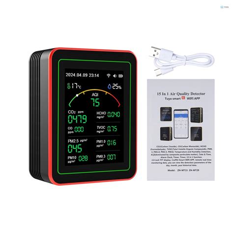 15 In 1 Air Quality Monitor Smart Air Quality Tester With Co Co2 Hcho