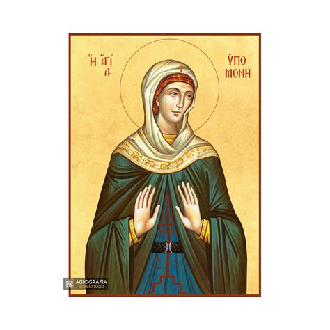 22k St Ipomoni Gold Leaf Background Christian Orthodox Icon Agiografia Icons
