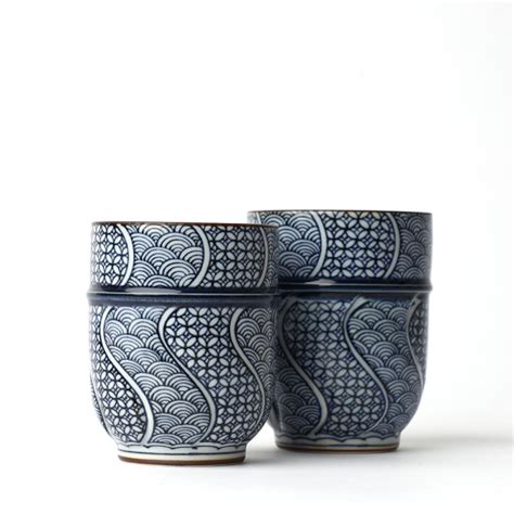 Teetassen Set Japan Arita Yaki Jimon Ori 210ml 240ml