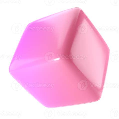 3d Block Object Metal Cube Abstract Geometric Shape Realistic Glossy Pink And Lilac Gradient