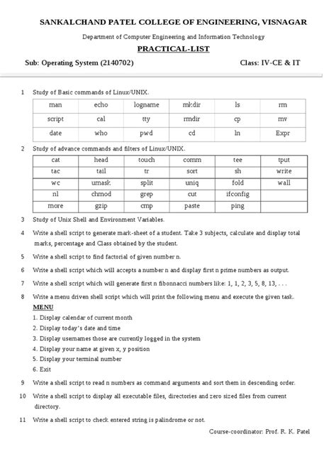 Os Practical 2015 Gtu Pdf Unix Software Engineering
