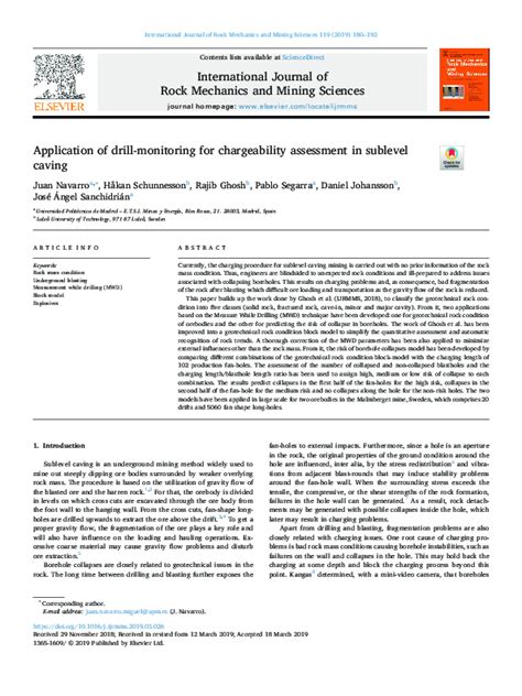 Pdf Application Of Drill Monitoring For Chargeability Assessment In