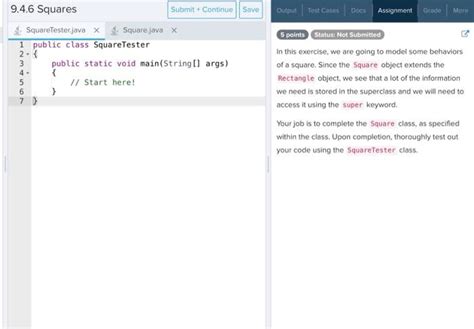 Solved 9 4 6 Squares Apcsa Codehs Instructions And Code Below 9 4 6 1 Answer