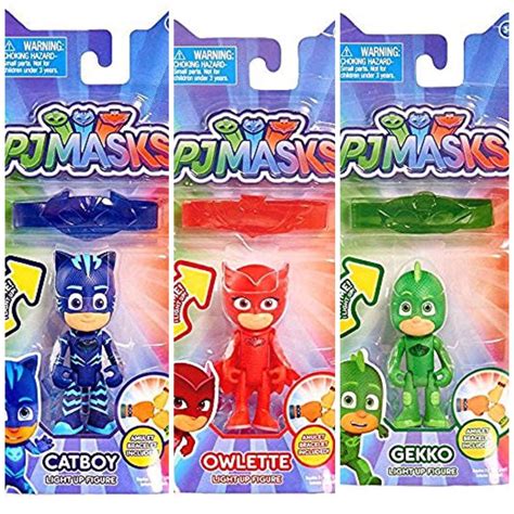 New Pj Masks 3 Pack Light Up Figure Set W Amulet Bracelet Catboy