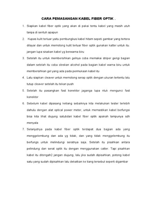 Cara Pemasangan Kabel Fiber Optik Pdf