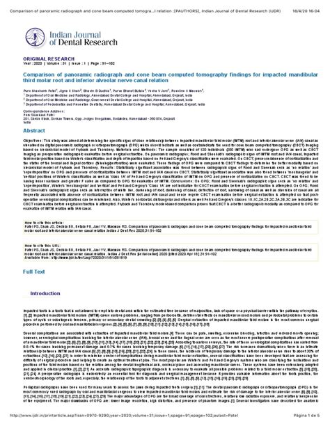Comparison Of Panoramic Radiograph And Cone Beam Computed Tomography Findings For Impacted