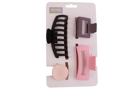 თმის სამაგრი კბილანებით 4 ცალიანი შავი ვარდსიფერი