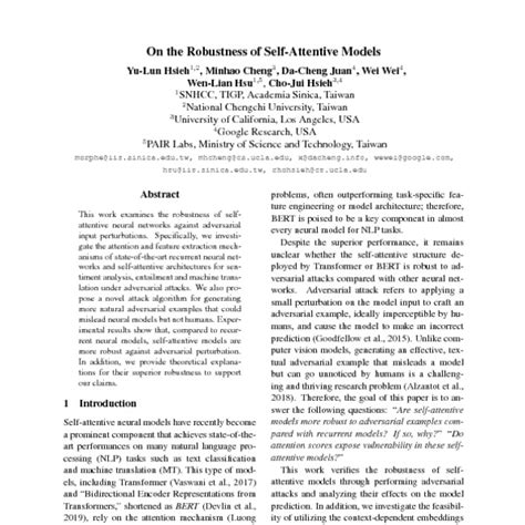 On The Robustness Of Self Attentive Models Acl Anthology