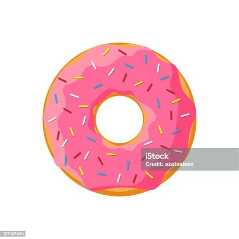 흰색 배경에 고립 만화 화려한 맛있는 도넛 케이크 카페 장식 또는 메뉴 디자인에 대한 유약 도넛 상단보기 벡터 일러스트레이션 0명에 대한 스톡 벡터 아트 및 기타 이미지