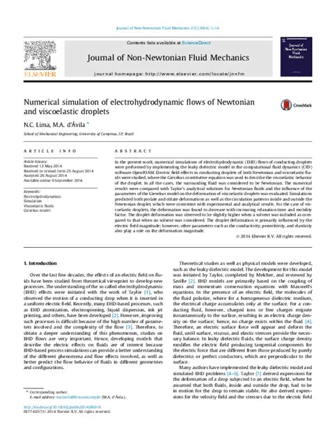 pdf numerical simulation of electrohydrodynamic flows of newtonian