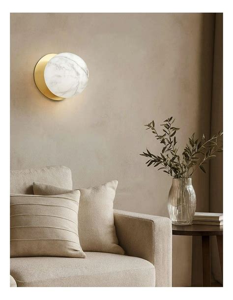 Lexi Lighting Odessa Marble Opal Glass Led Wall Light With Brass Base