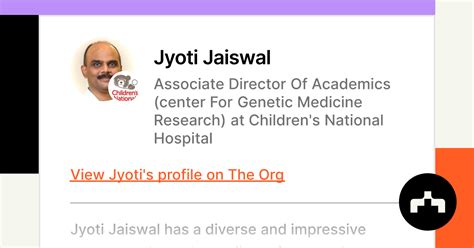 Jyoti Jaiswal Associate Director Of Academics Center For Genetic Medicine Research At