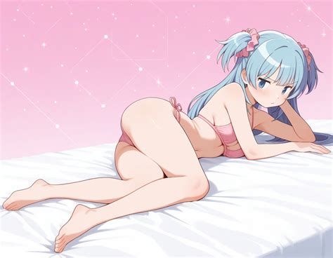 Rule 34 1girls Ai Generated Bed Blue Eyes Blue Hair Bra Cutecore Half